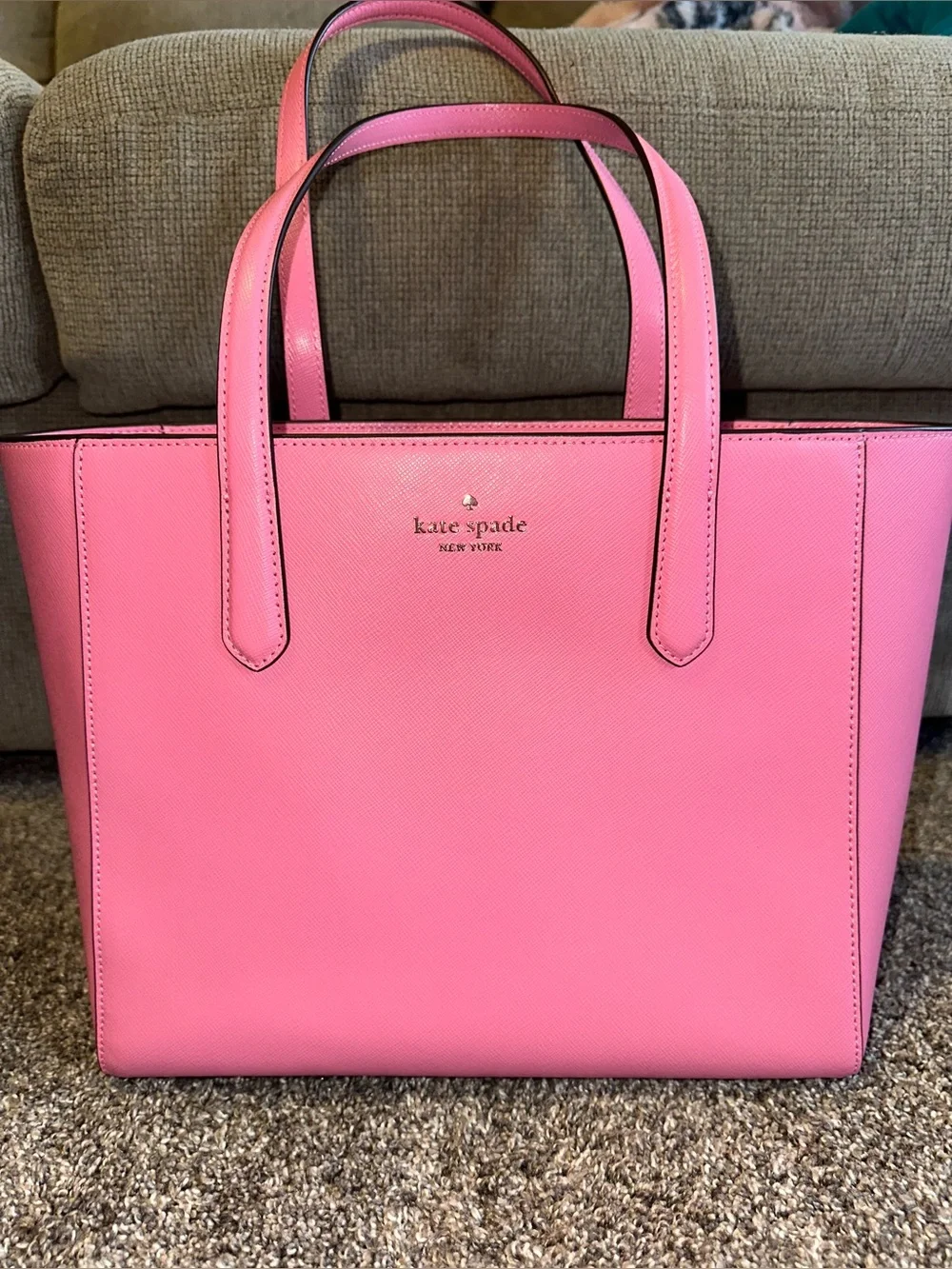 kate spade | Bags | Kate Spade Bright Pink Staci Saffiano Leather Tote ...